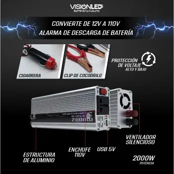 Inversor de voltaje 2000W - VISION LED
